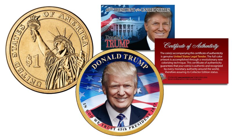 Donald Trump 45th President Official Colorized 2016 Presidential Dollar ...