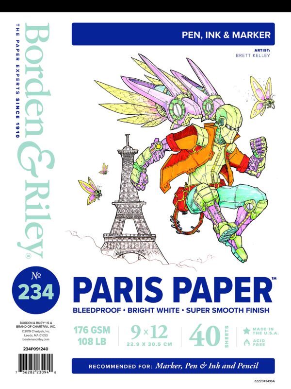 Borden & Riley 9" X 12" #234 Paris Paper Pad, 176 GSM/108 LB, 40 White ...