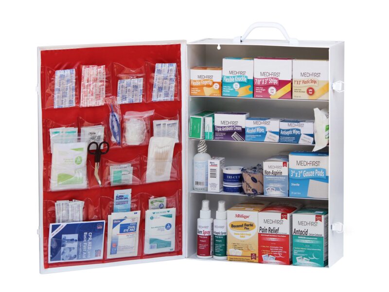 Medique 4-Shelf First Aid Kit, Side-Open First Aid Cabinet W/Alcohol ...