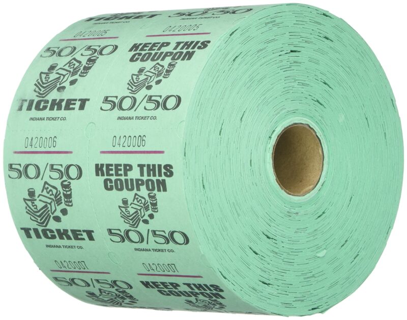 Green 50/50 Raffle Tickets : Roll Of 1000 - Swiftsly
