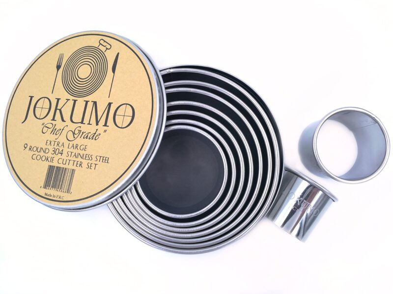 JOKUMO 9 Piece Extra Large Chef Grade Plain Round Pastry/Cookie Cutter ...