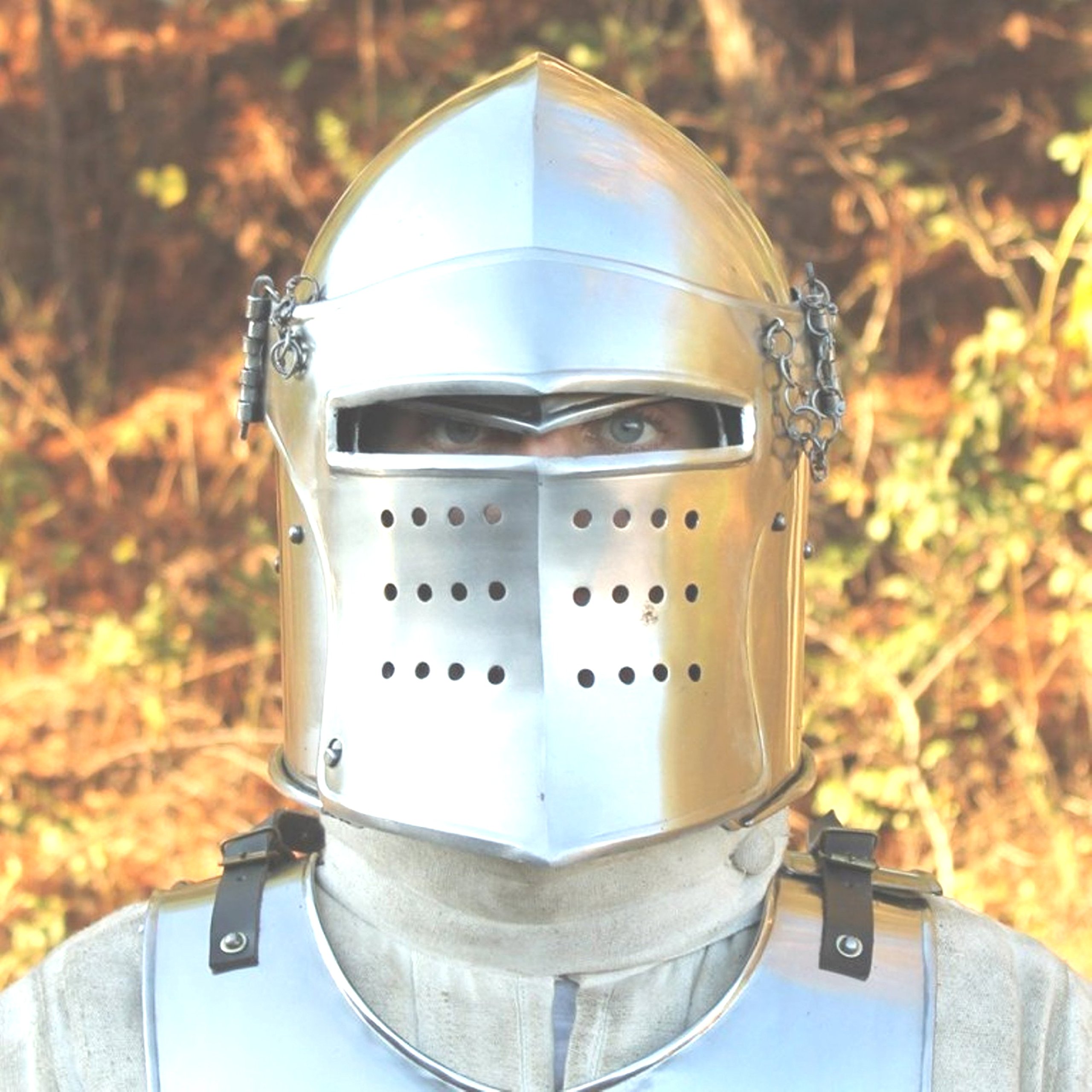 Medieval Renaissance Detachable Visor Barbute 18 Guage Functional ...