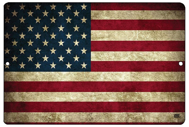Rogue River Tactical USA American Flag Metal Tin Sign, 12x8 Inch, Wall ...