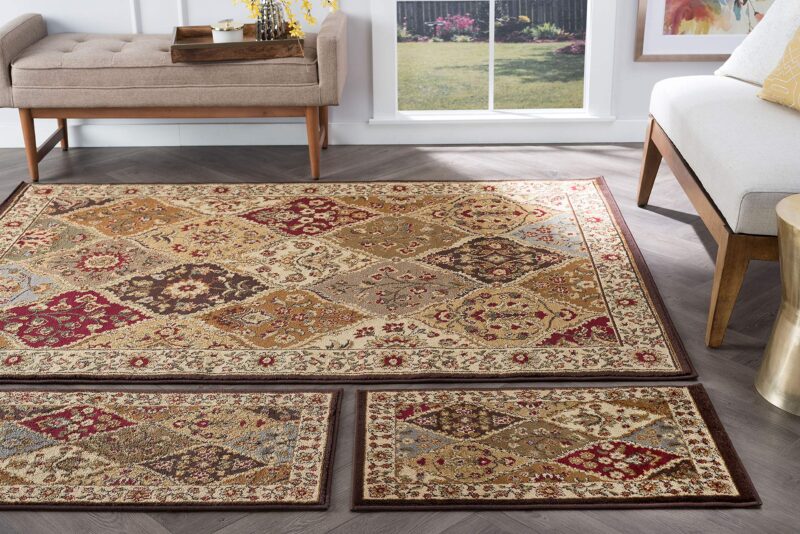 Universal Rugs 105120 Multi 3 Pc. Set 5-Feet By 7-Feet, 20-Inch By 60 ...