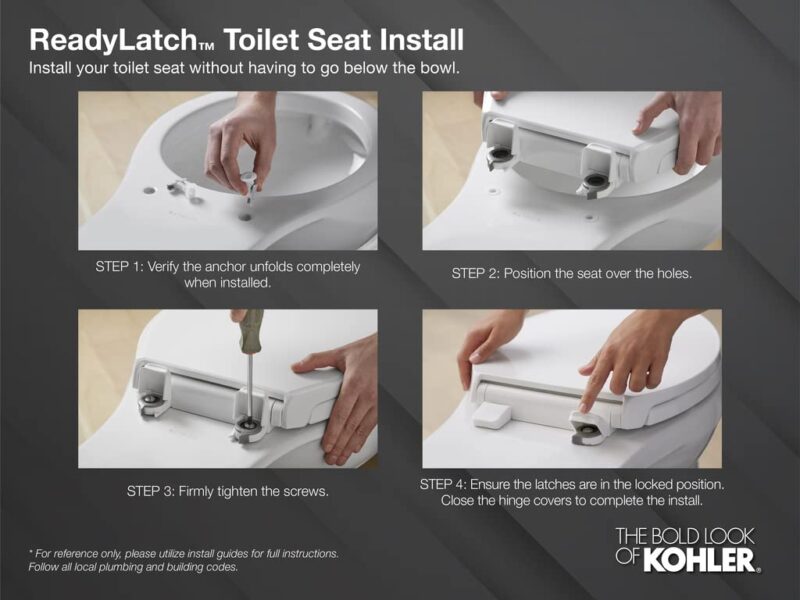 KOHLER 4636-RL-0 Cachet ReadyLatch Elongated Toilet Seat, Quiet-Close ...