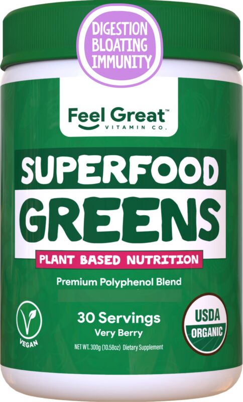 The Feel Great Vitamin Company USDA Organic Superfood Greens Powder ...
