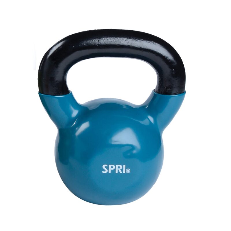 SPRI Kettlebell Weights Deluxe Cast Iron Vinyl Coated Comfort Grip Wide ...