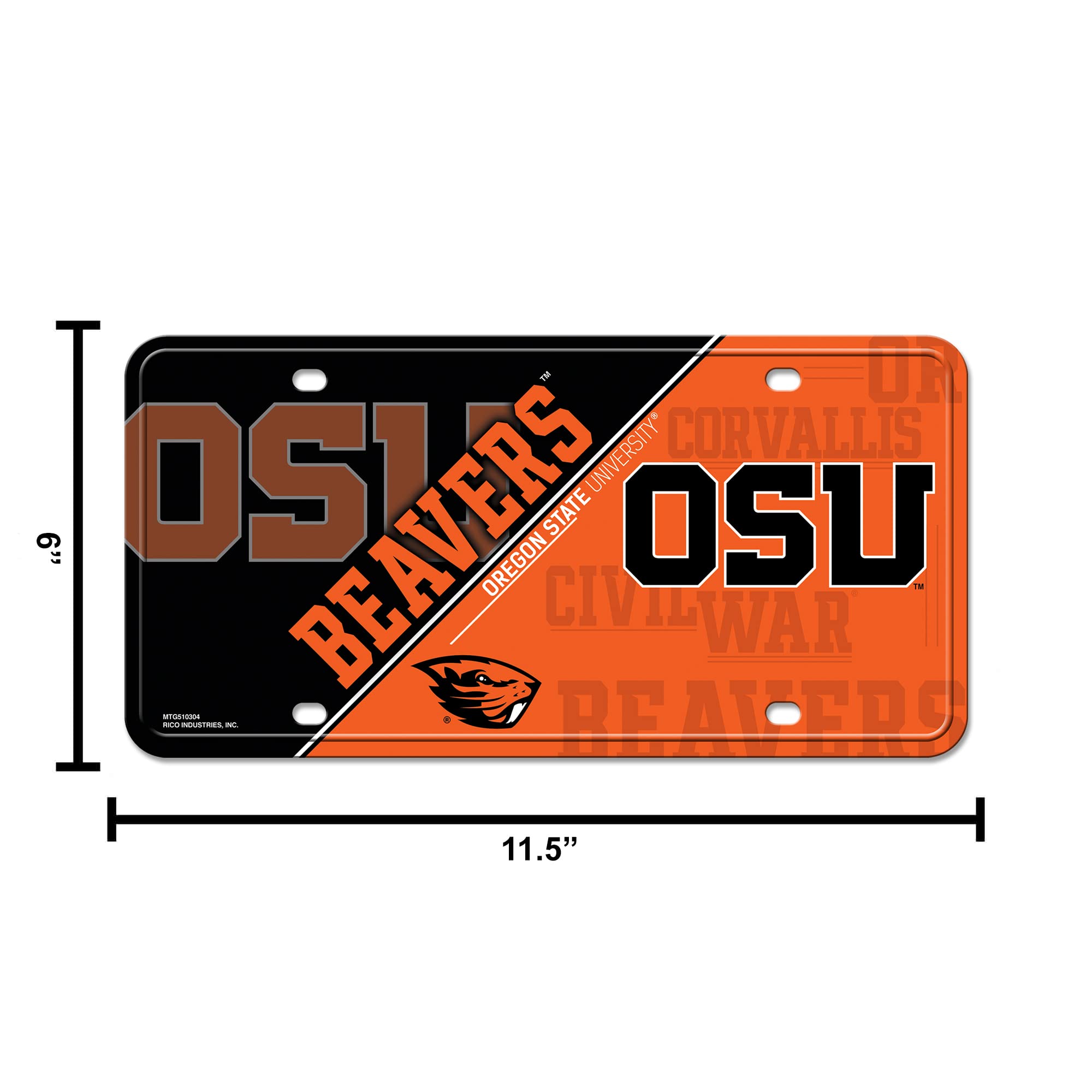 Rico Industries NCAA Unisex-Adult Metal License Plate Tag Oregon State ...