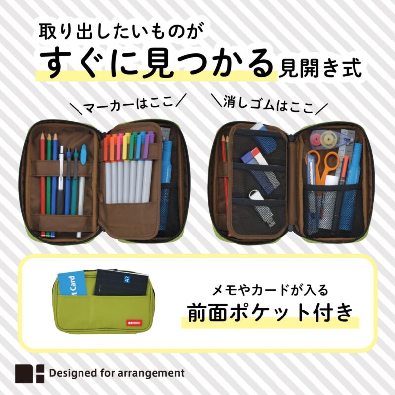 LIHITLAB Zipper Pen Case, 7.9 Ã— 2 Ã— 4.7 Inches, Black (A7551-24 ...