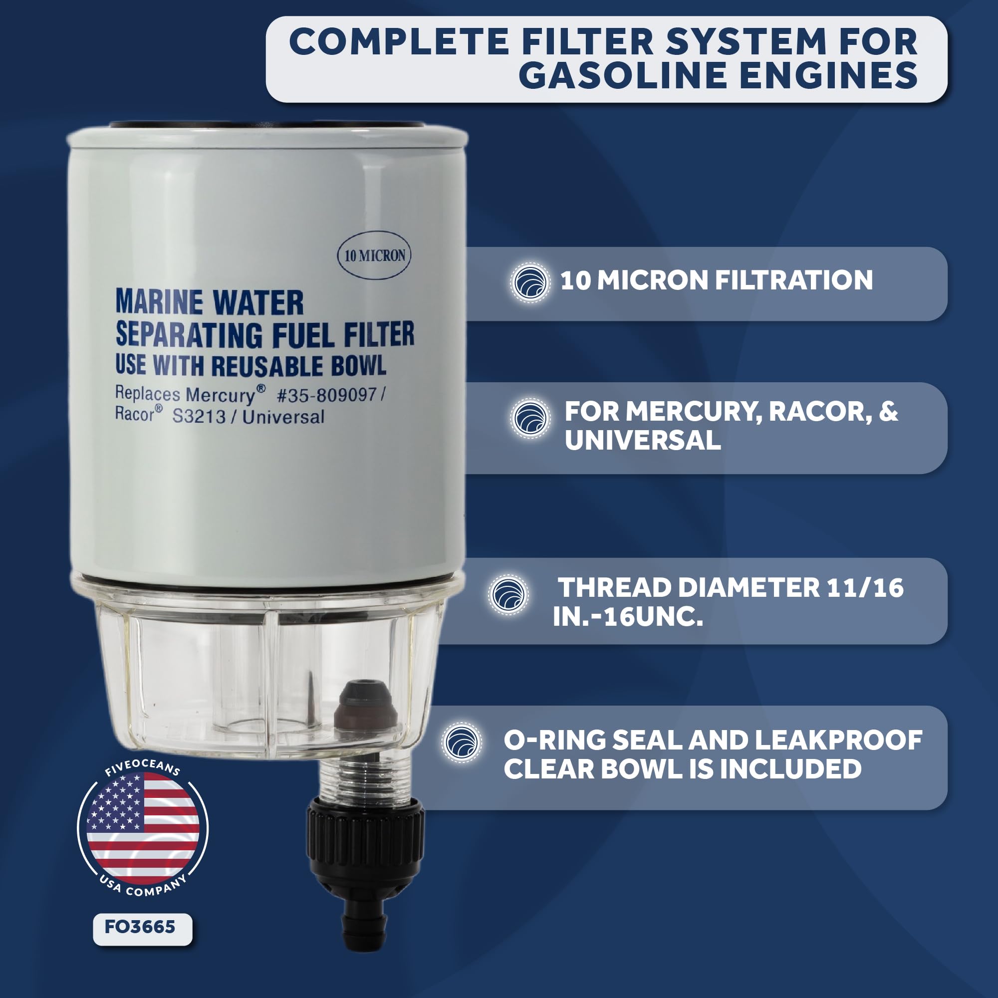 Five Oceans Fuel Filter Water Separator With Clear Bowl, Replaces ...