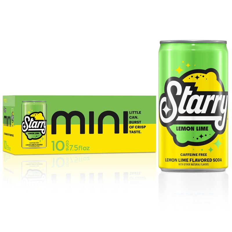 Starry Lemon Lime Soda, Caffeine Free, Mini Cans, 7.5 Ounce (Pack Of 10 ...