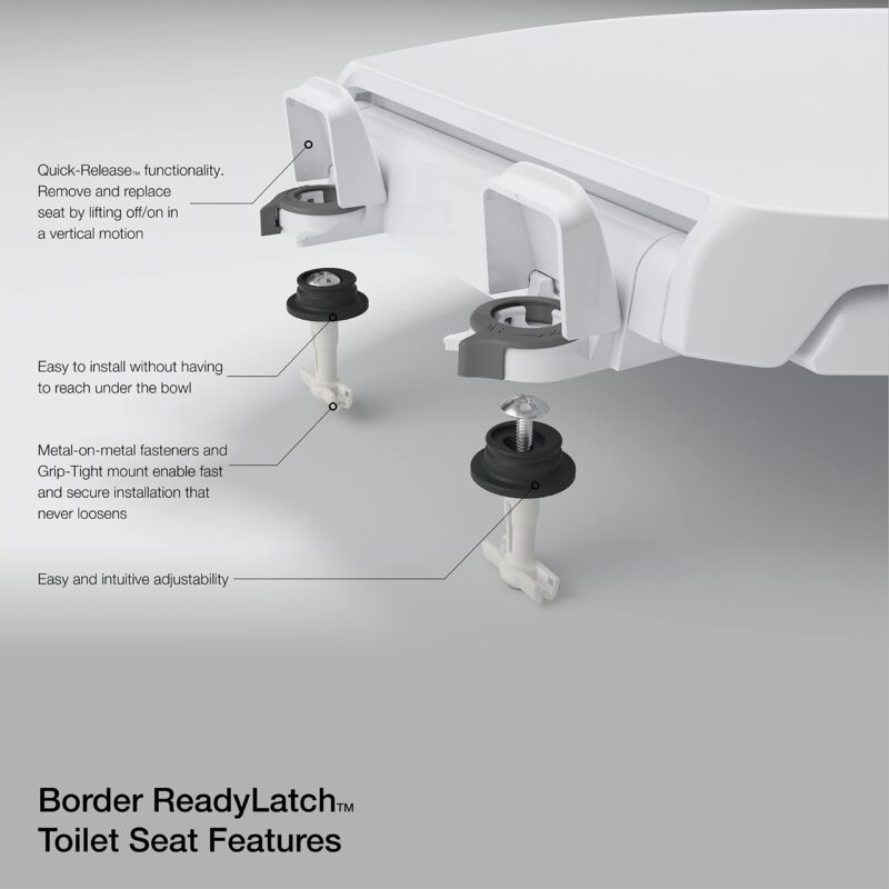 KOHLER 4636-RL-0 Cachet ReadyLatch Elongated Toilet Seat, Quiet-Close ...