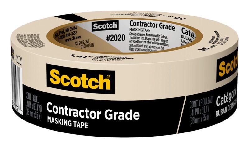 Scotch Contractor Grade Masking Tape, 1.41 Inches By 60.1 Yards (360 ...