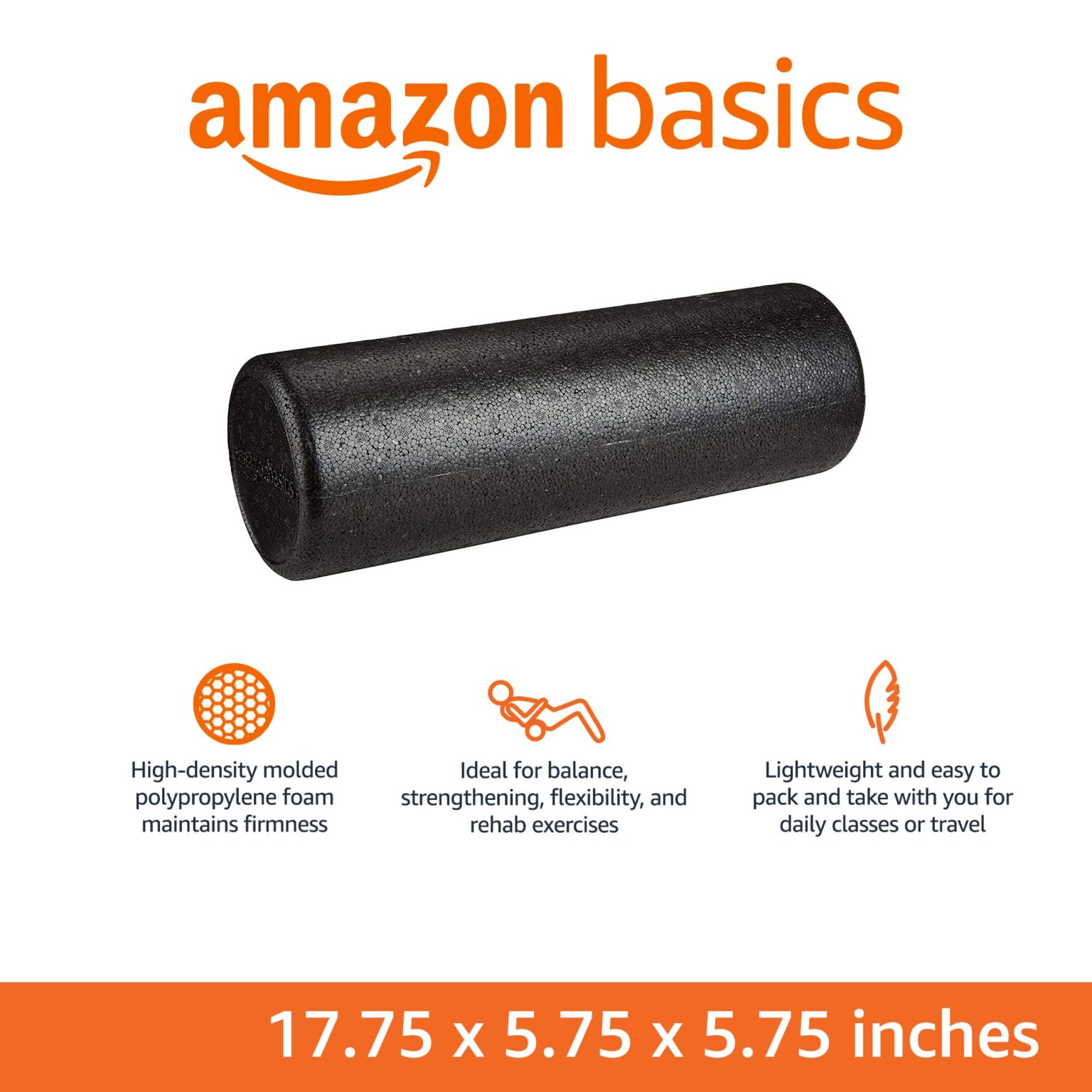 Amazon Basics High-Density Round Foam Roller For Exercise, Massage ...