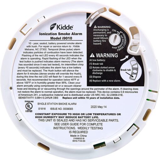 Kidde Smoke Detector, 10-Year Battery, LED Indicators, Replacement ...