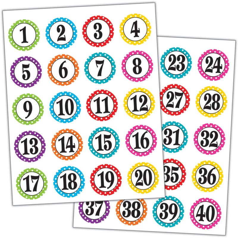 Teacher Created Resources Polka Dot Numbers Stickers (3567) - Swiftsly