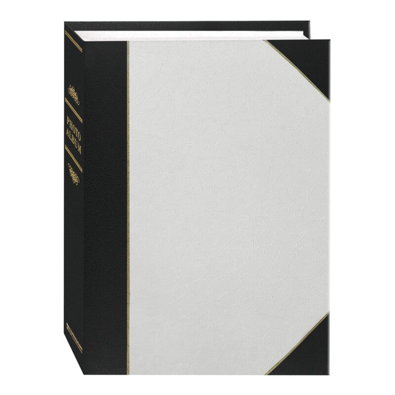 Pioneer Photo Albums 50-Pocket White And Black Ledger Style Leatherette ...