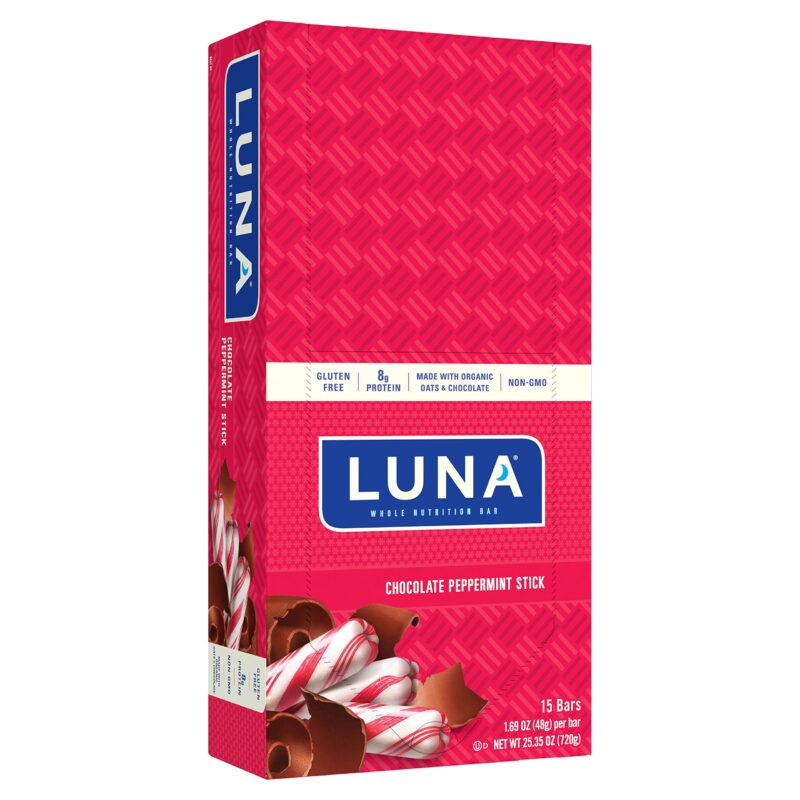 LUNA BAR - Gluten Free Snack Bars - Chocolate Peppermint Stick -8g Of ...