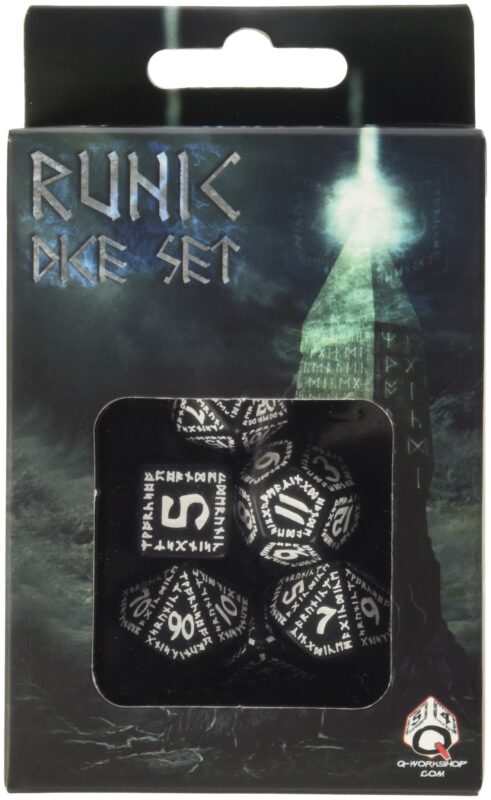 Q-Workshop Runic Dice Black/White (7) Board Game - Swiftsly