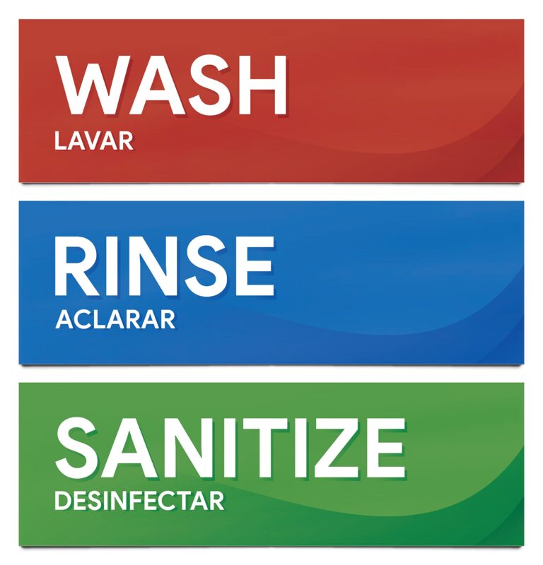 Wash Rinse Sanitize Sink Labels | 3 Compartment Sink Sticker Signs For ...