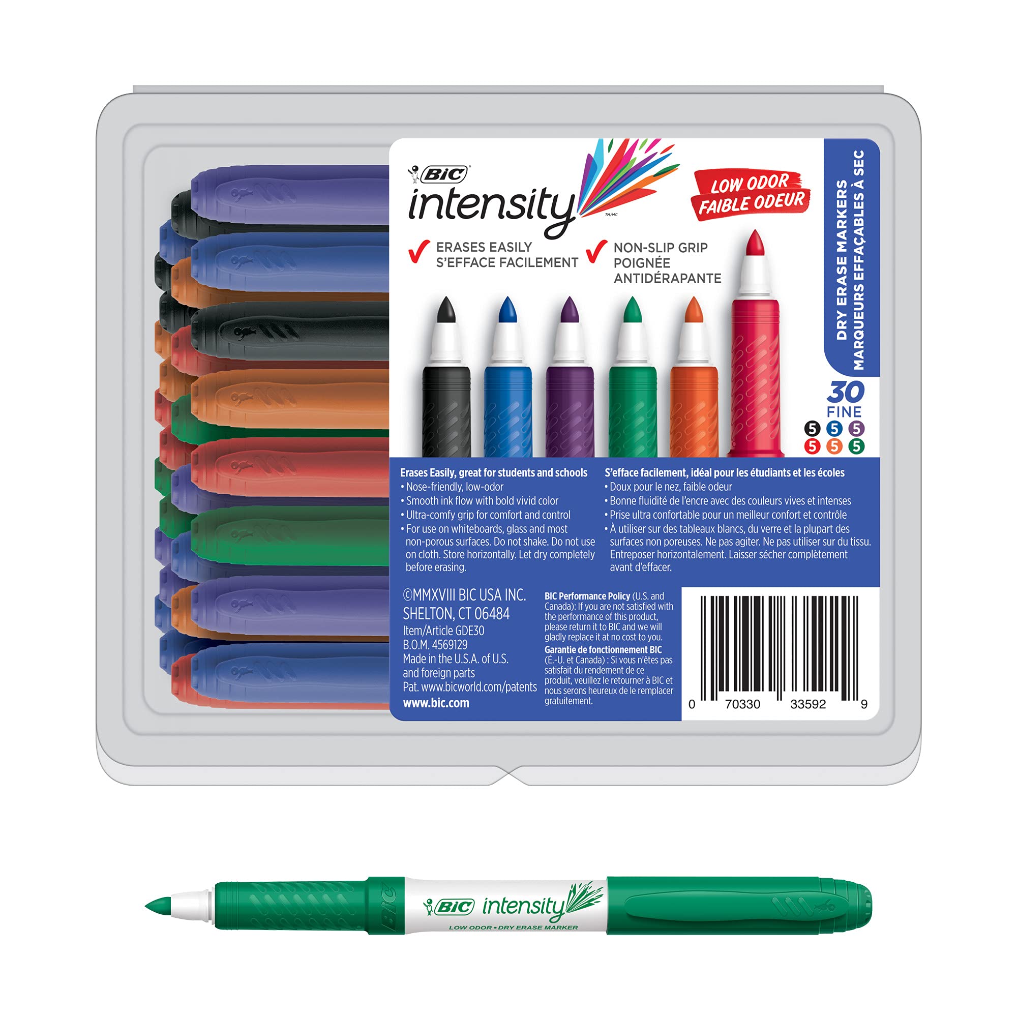 BIC Intensity Low Odor Dry Erase Marker, Fine Point, Assorted Ink ...