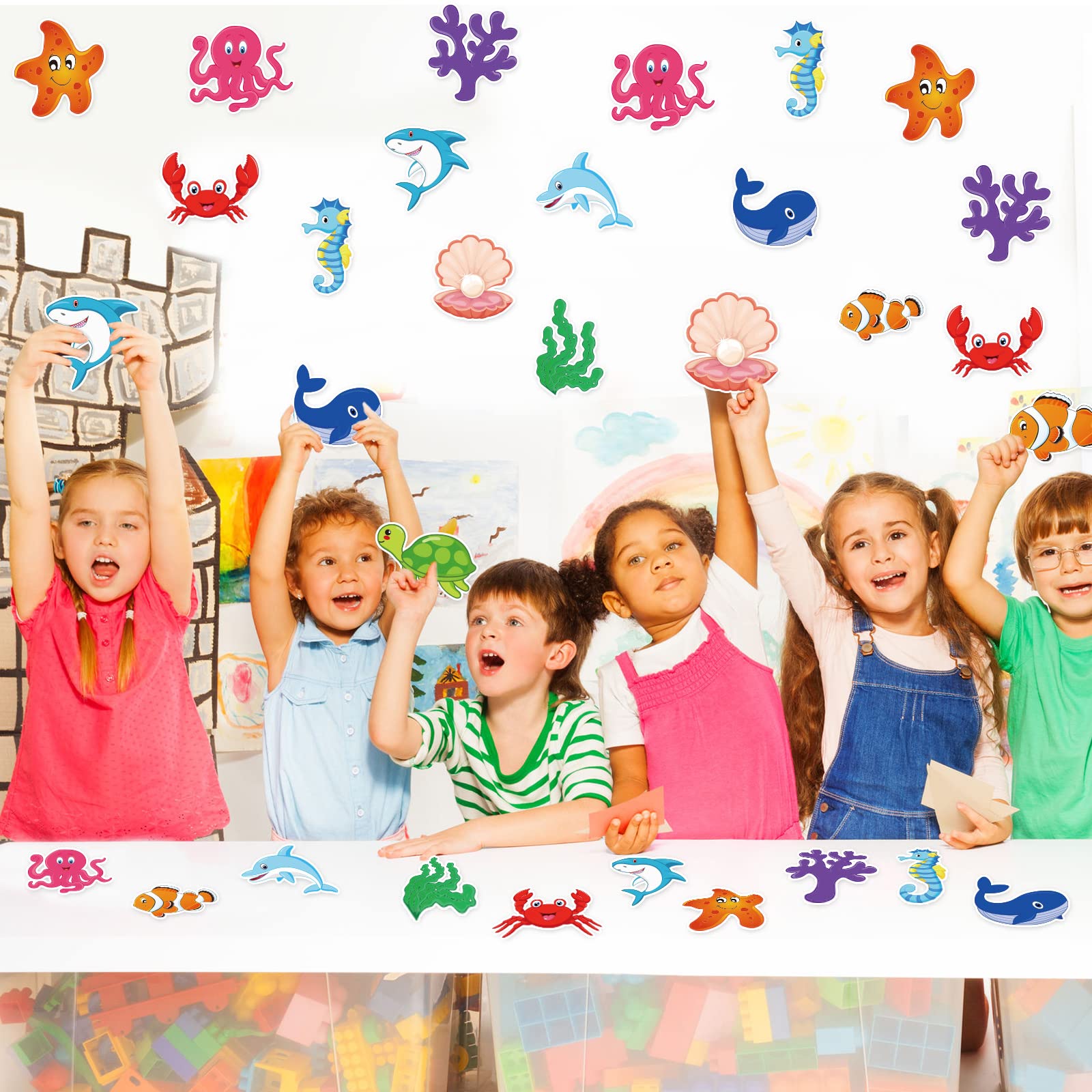 Paper Cutting Board Ocean Classroom Decor Fish Cutouts Paper Tropical ...