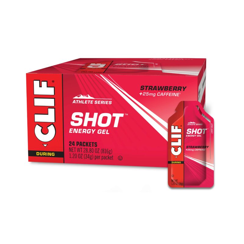 CLIF SHOT - Energy Gels - Strawberry - 25mg Caffeine- Non-GMO - Quick ...