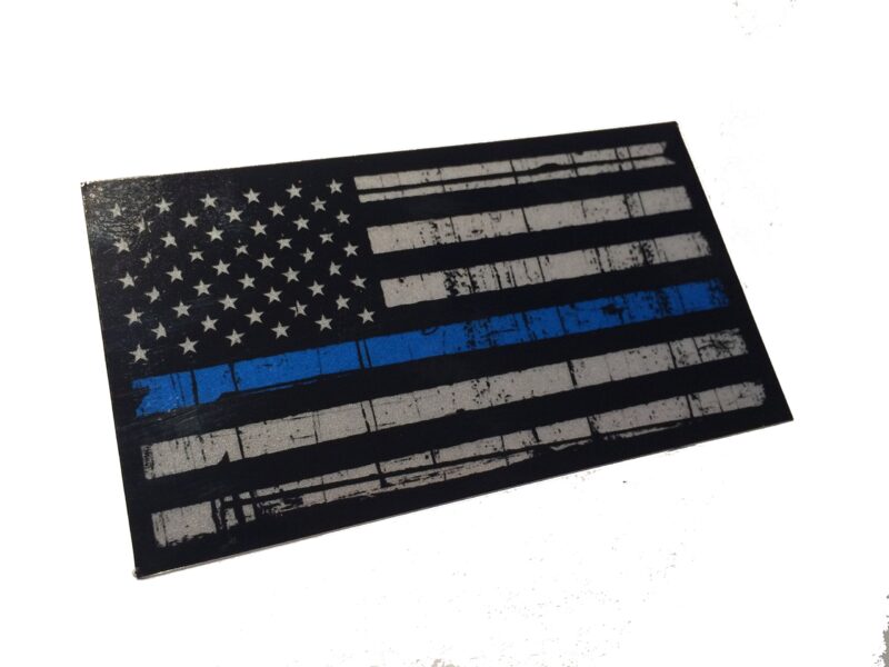 Tattered 3M Reflective Thin Blue Line 3.5 X 2 Decal Sticker United ...