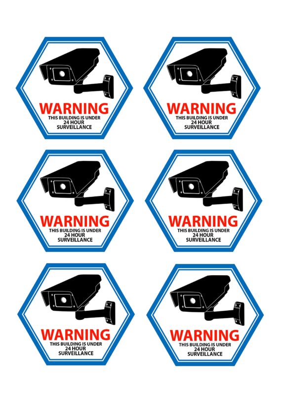 Mandala Crafts 6 PCs Blue Hexagon Back Adhesive Security Camera Decal ...