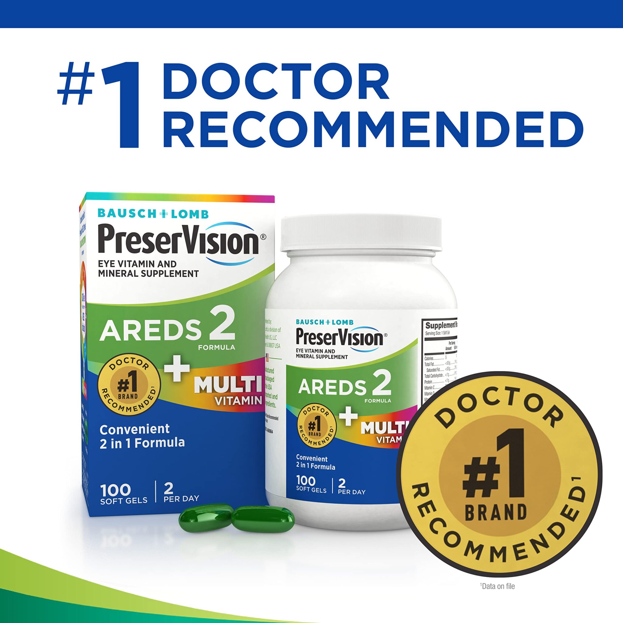 PreserVision AREDS 2 + Multivitamin 2-in-1 Eye Contains Vitamin C D E ...