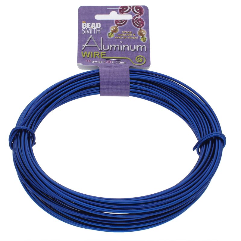 The Beadsmith Anodized Aluminum Wire – 12 Gauge – 39 Feet – Blue Color ...