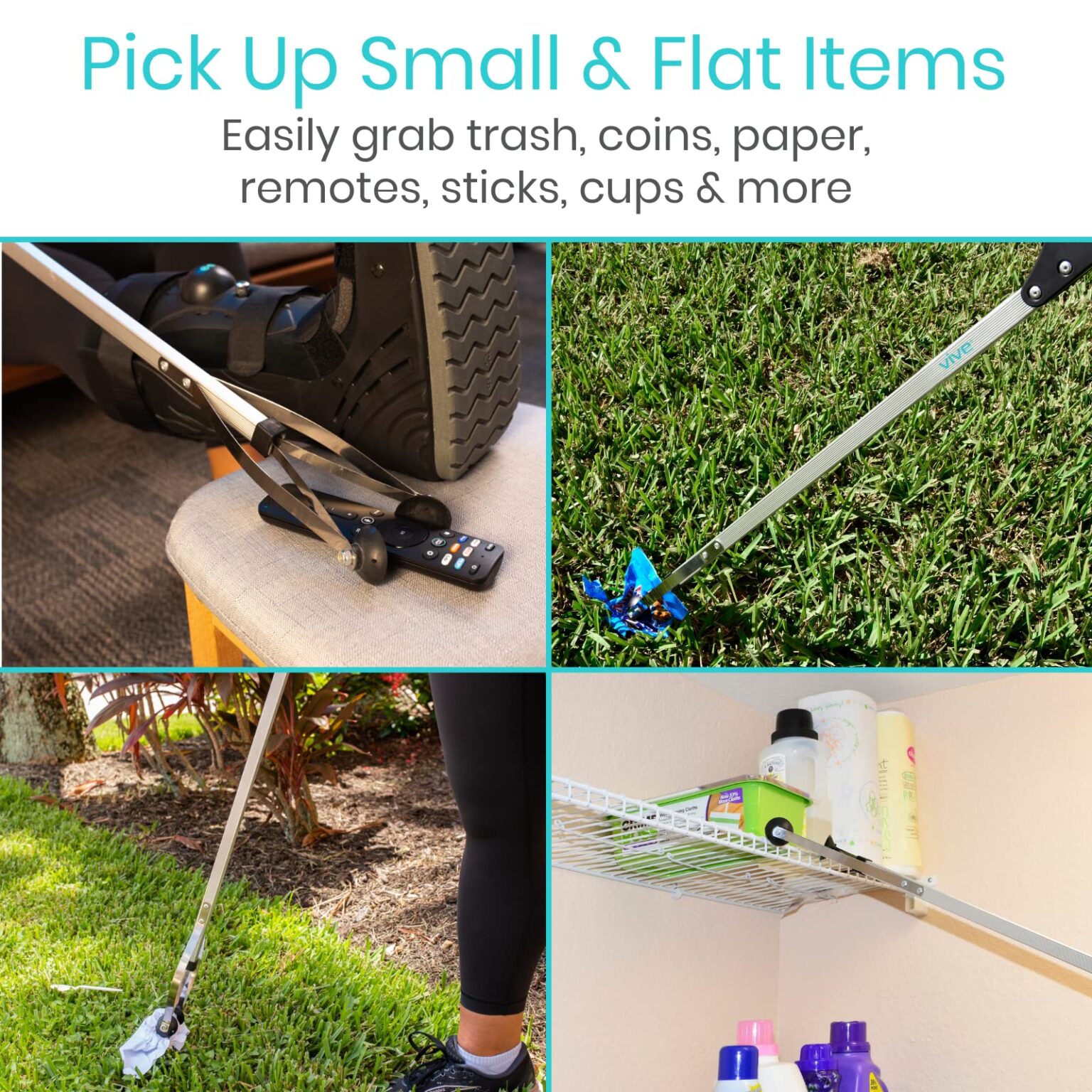 Vive Suction Cup Grabber Reacher 32" - Elderly Grab It Reaching Pickup ...