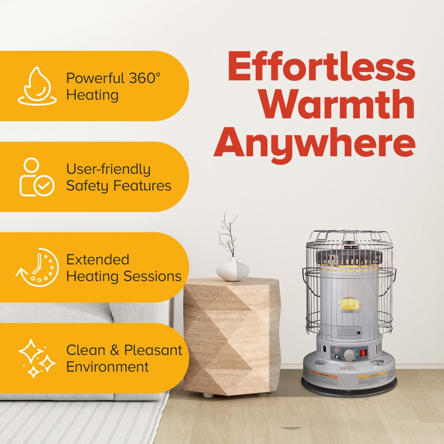 Kero World KW-24G Indoor Kerosene Heater, Large, White - Swiftsly
