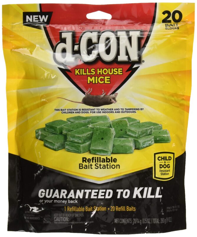 D-CON Refillable Corner Fit Mouse Poison Bait Station, 1 Trap + 20 Bait ...