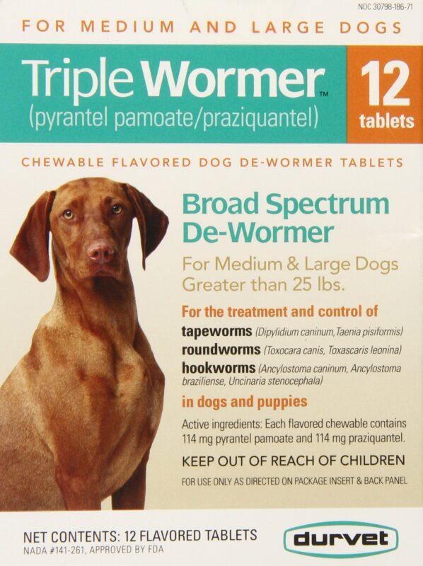 Durvet Triple Wormer For Medium And Large Dogs 12 Count - Swiftsly