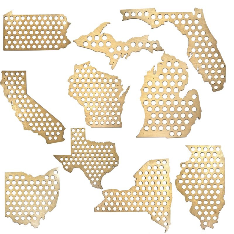 All 50 States Beer Cap Maps - Michigan Beer Cap Map MI - Semi-glossy ...